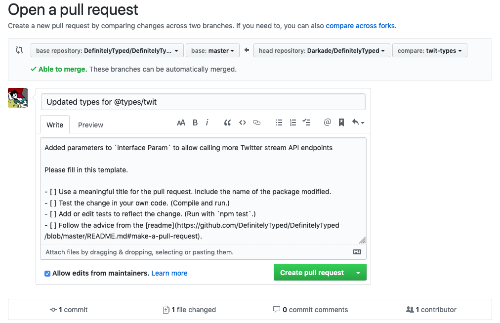 Pull Request Template Github