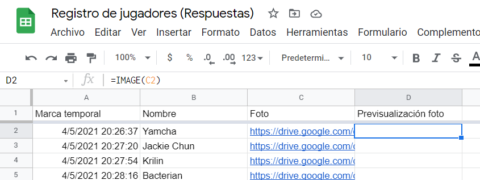 Incluir imágenes de Google Forms en una hoja de cálculo de Google ...