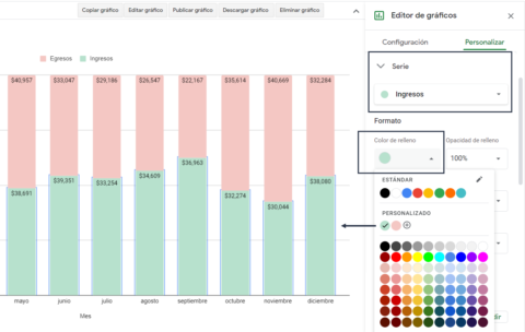 Cómo crear y personalizar una gráfica en Google Sheets - Tesel