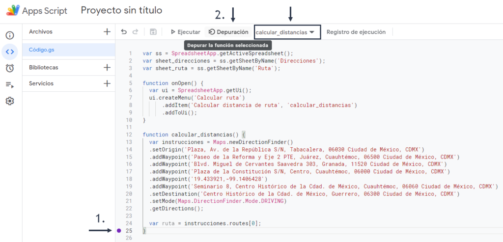 Calcular rutas con distancias y tiempos entre puntos con Google Sheets ...