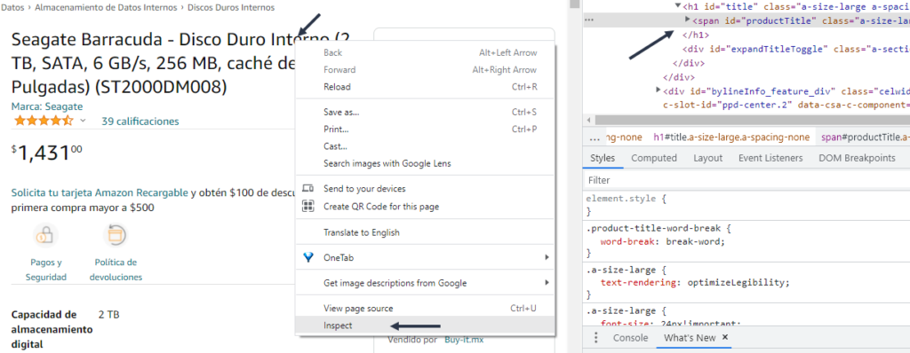 Traer datos de Amazon a Google Sheets (web scraping) - Tesel