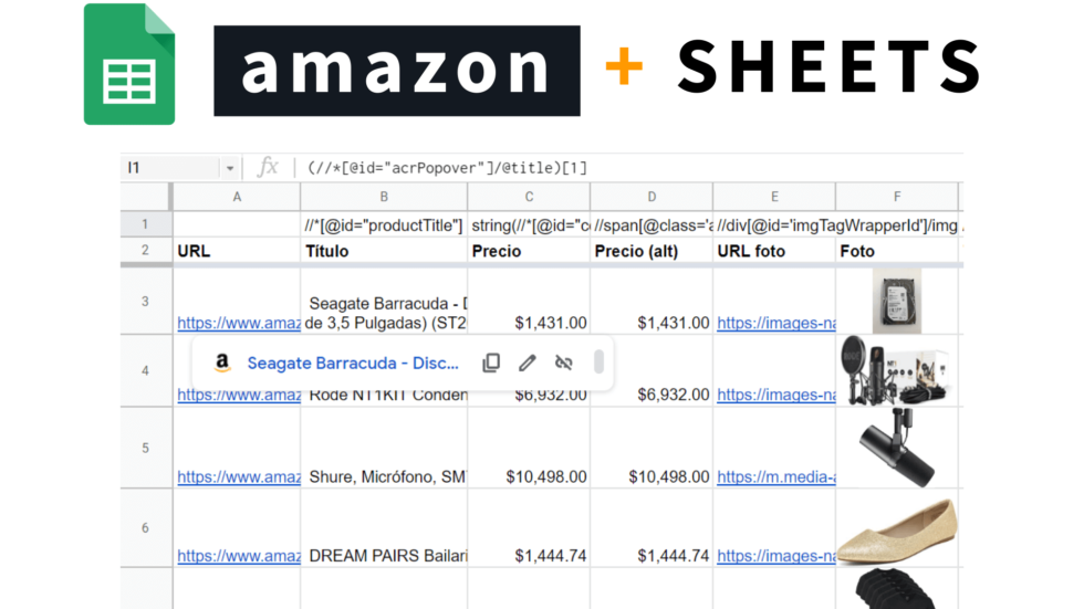 Traer datos de Amazon a Google Sheets (web scraping) - Tesel