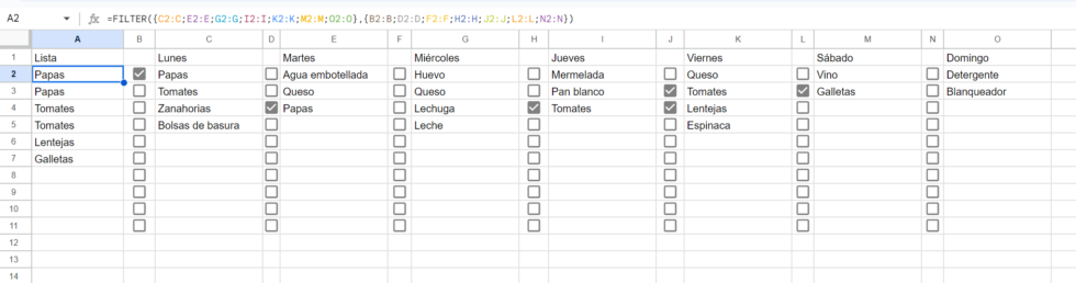 Crear una lista de supermercado en Google Sheets - Tesel