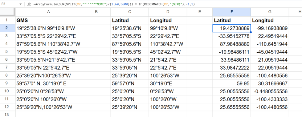 Convertir coordenadas de latitud y longitud en grados minutos segundos ...