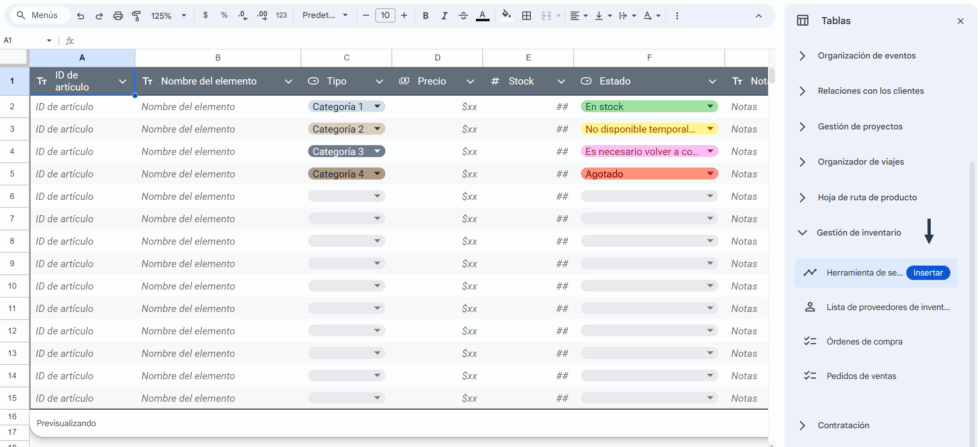 Cómo usar y dar formato a tablas en Hojas de cálculo de Google Sheets ...
