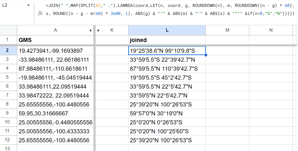 Convertir coordenadas de latitud y longitud decimal a grados minutos ...